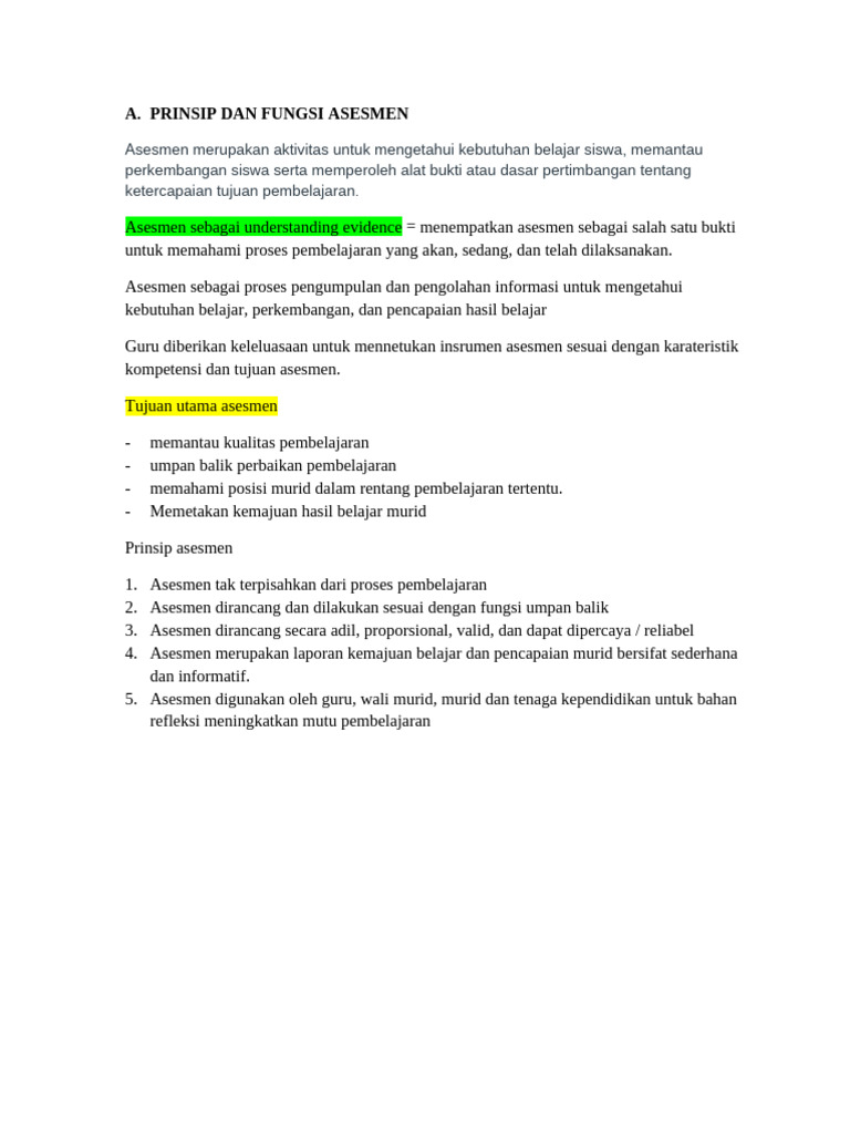 Prinsip dan Metode Asesmen Pendidikan | PDF