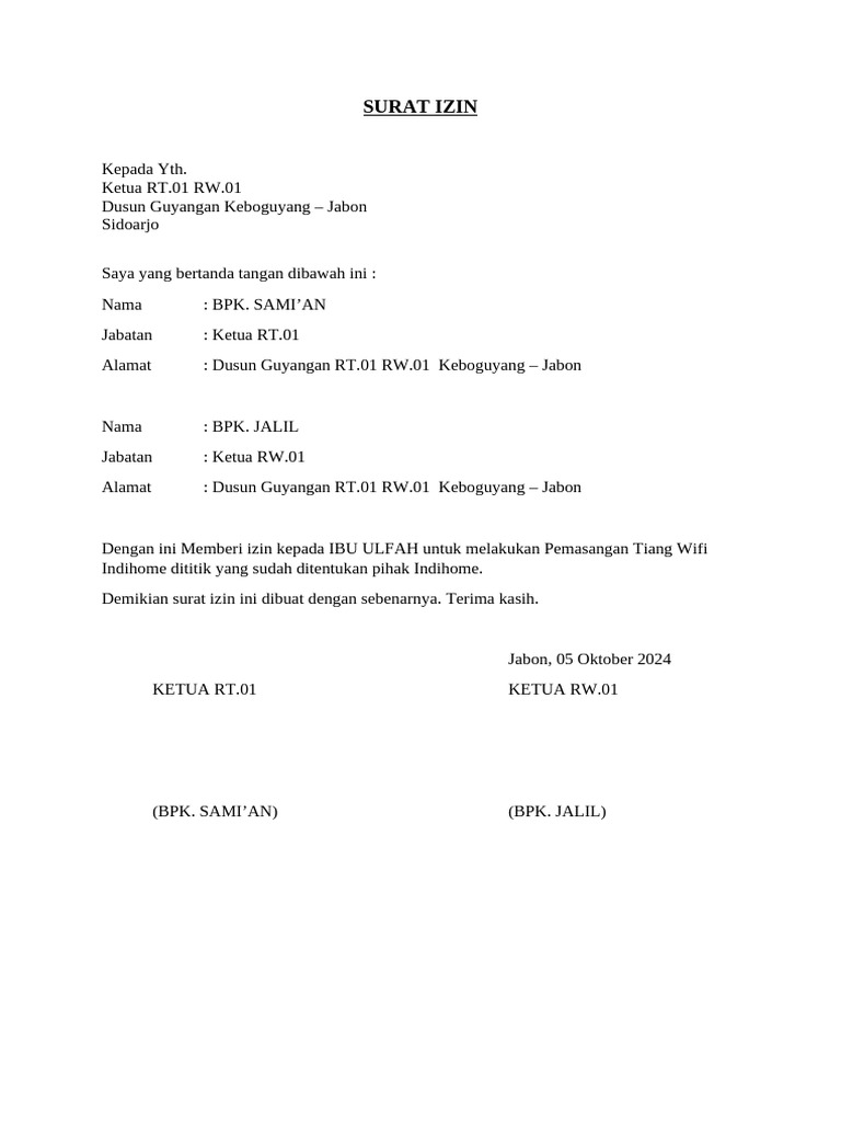 Surat Izin | PDF