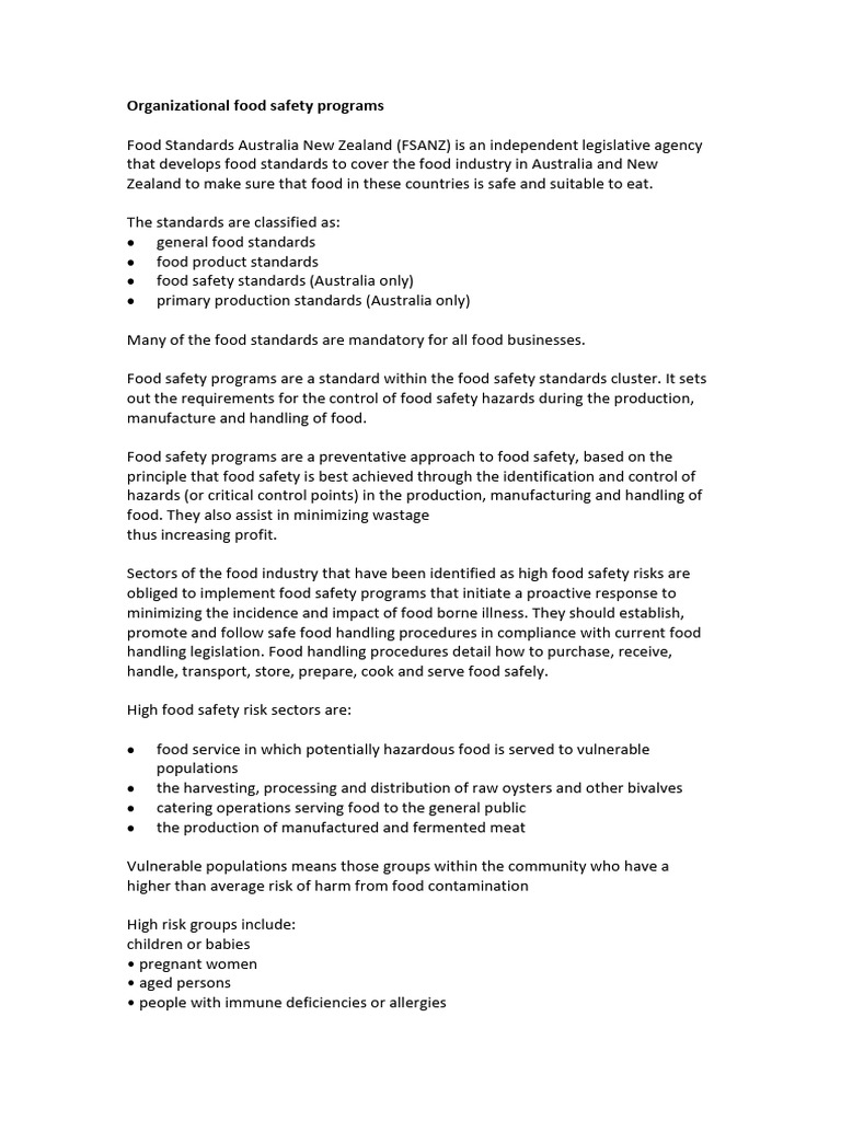 Topic 1 - Follow Food Safety Program | PDF | Food Safety | Foodborne Illness