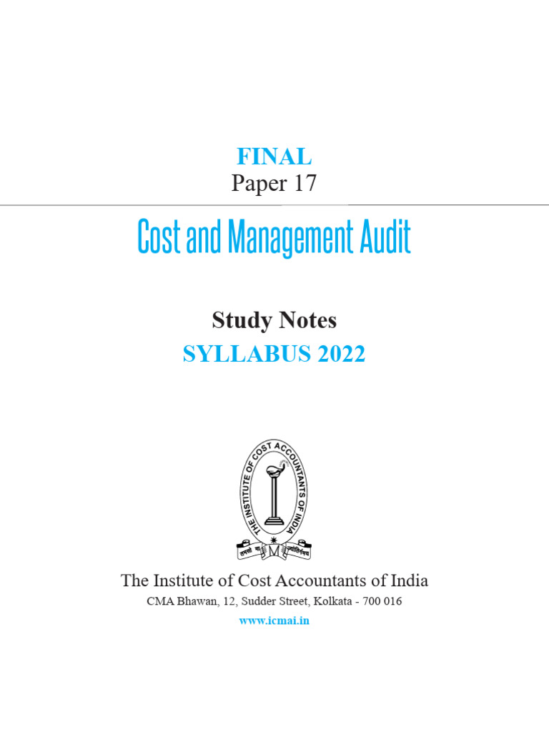 Paper17 Syll-2022 Rev | PDF | Audit | Internal Control