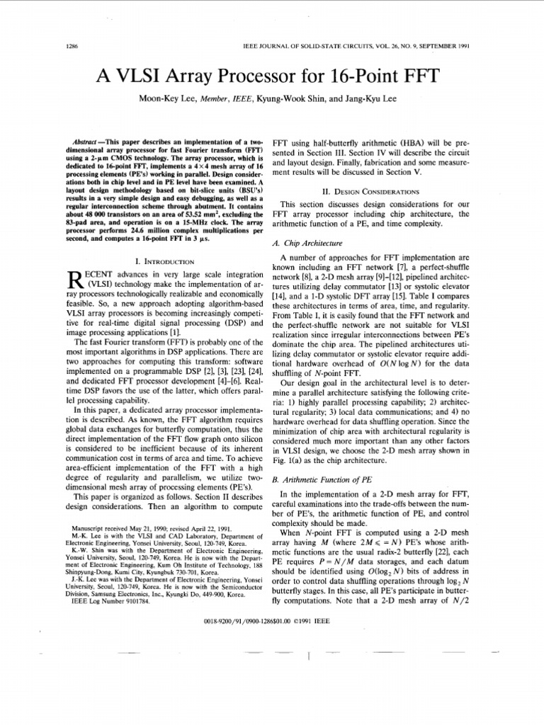 A Vlsi Array Processor For 16 Point Fft Pdf Fast Fourier Transform Integrated Circuit