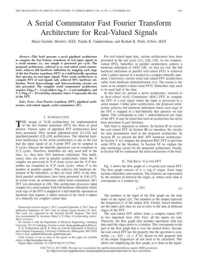 Serial Commutator FFT for Real Signals | PDF | Fast Fourier Transform ...