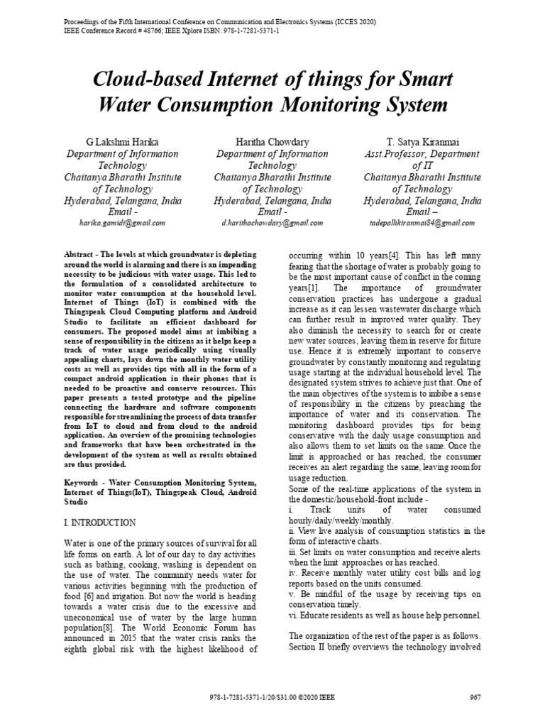 Cloud Based IOT For Smart Water Consumption Monitoring System | PDF ...
