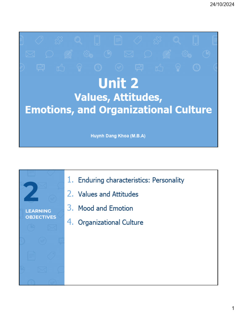 C2. Values, Attitudes, Emotions and Org. Culture | PDF | Attitude ...