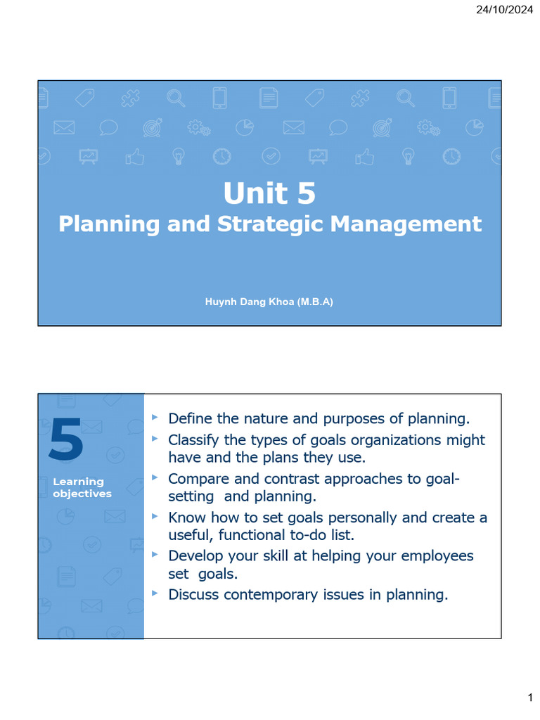 C5. Planning and Strategic Management | PDF | Strategic Management | Goal