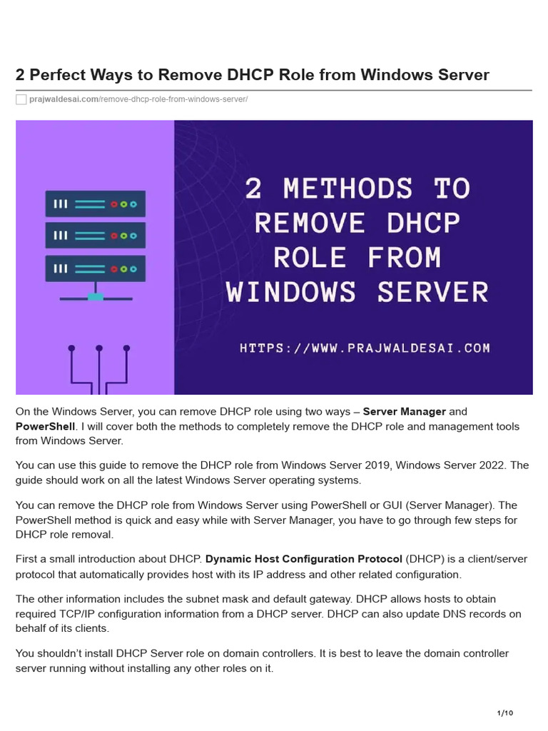 Remove DHCP Role from Windows Server | PDF | Ip Address | Computer ...
