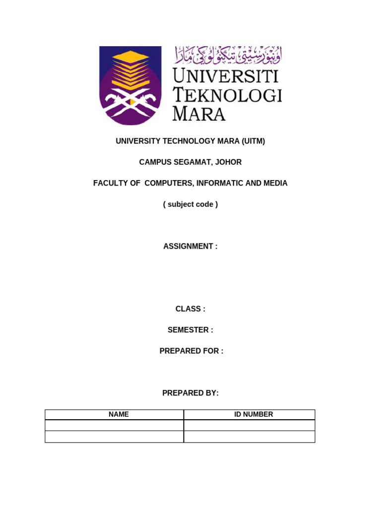 UITM Assignment Cover Page Template | PDF | Computers