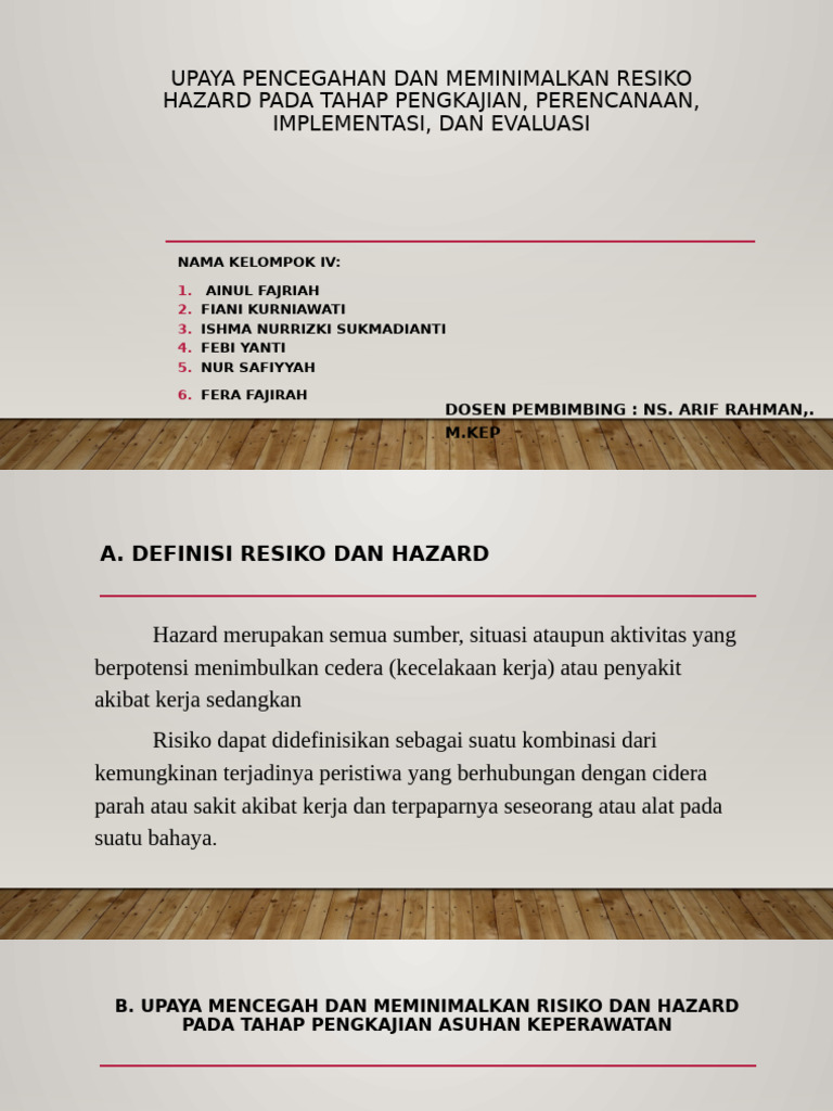Pencegahan Risiko Hazard dalam Keperawatan | PDF