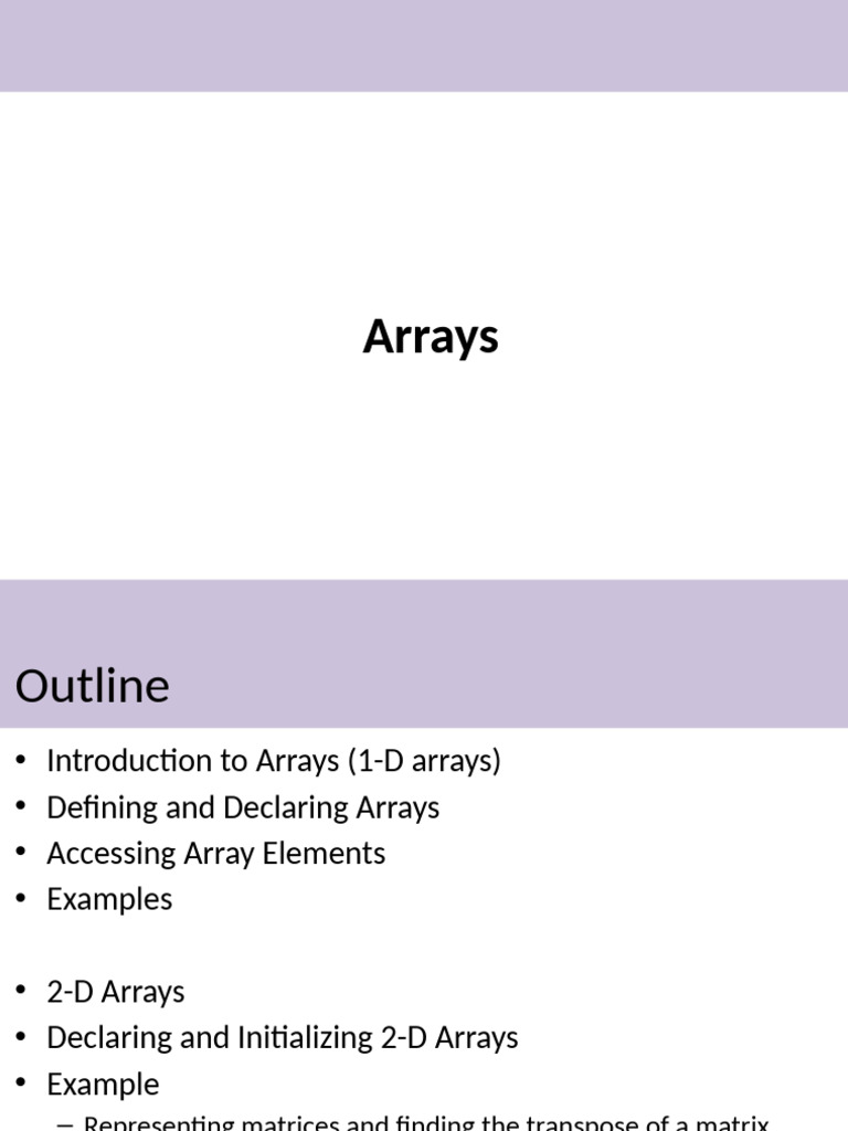 04b. Arrays | PDF | Matrix (Mathematics) | Integer (Computer Science)