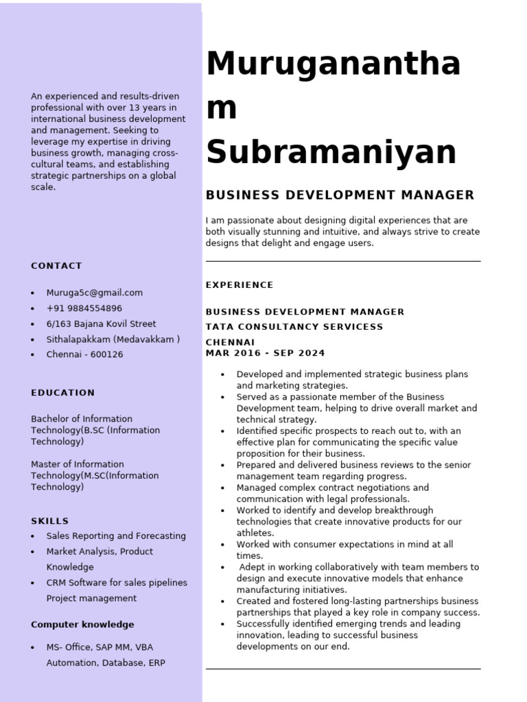 Murugan New Resume 1 | PDF | Customer Relationship Management | Human Communication