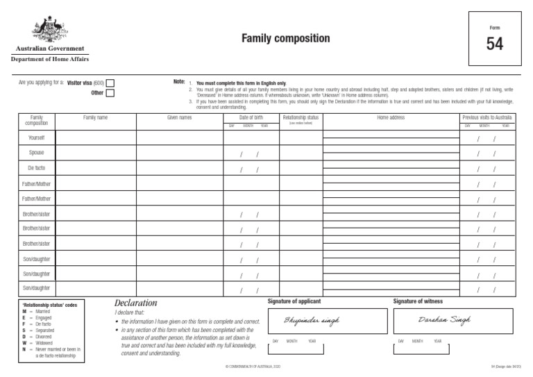 Family form 54 | PDF | Marriage | Social Institutions