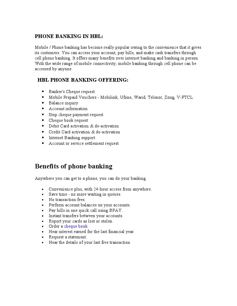 HBL Mobile Banking Benefits | PDF