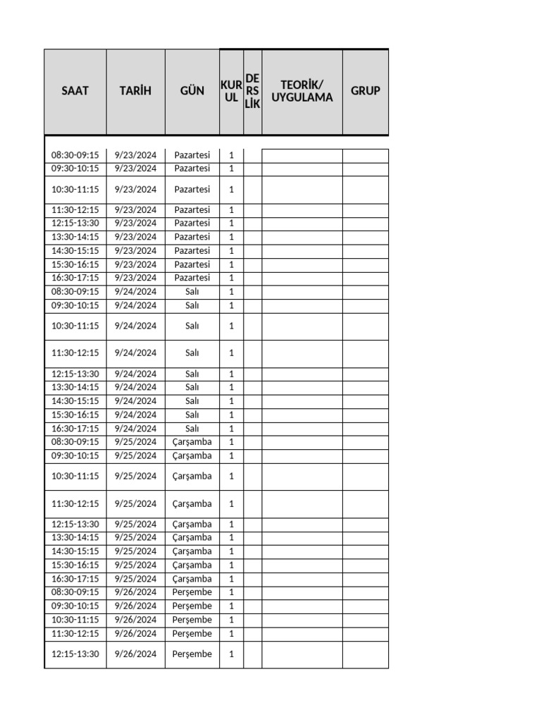 Donem 1 Ders Prog 08-10 2 | PDF