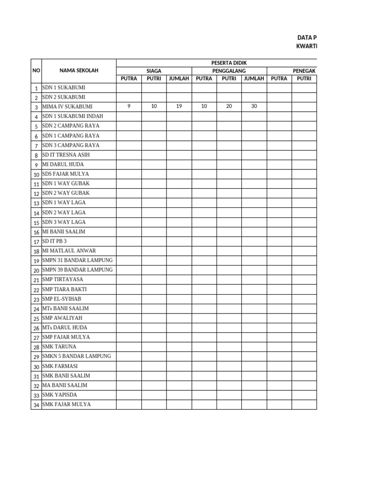 Formulir Data Potensi Gudep | PDF