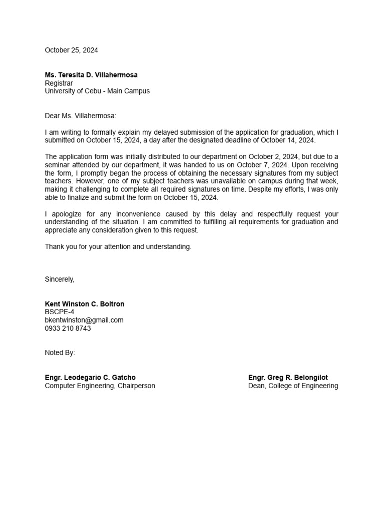 Explanation Letter | PDF