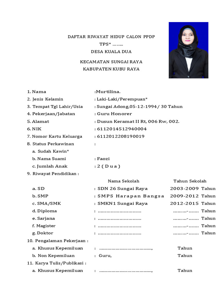 Daftar Riwayat Hidup PPDP | PDF | Karier & Perkembangan