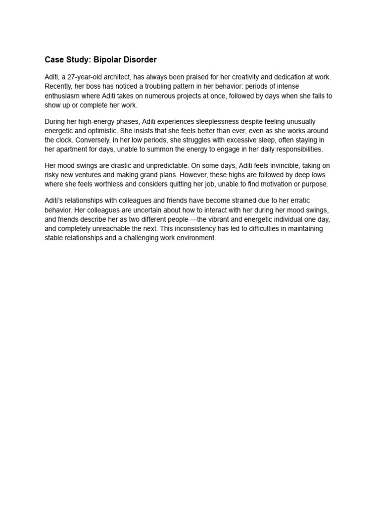 Case Study - Bipolar Disorder | PDF