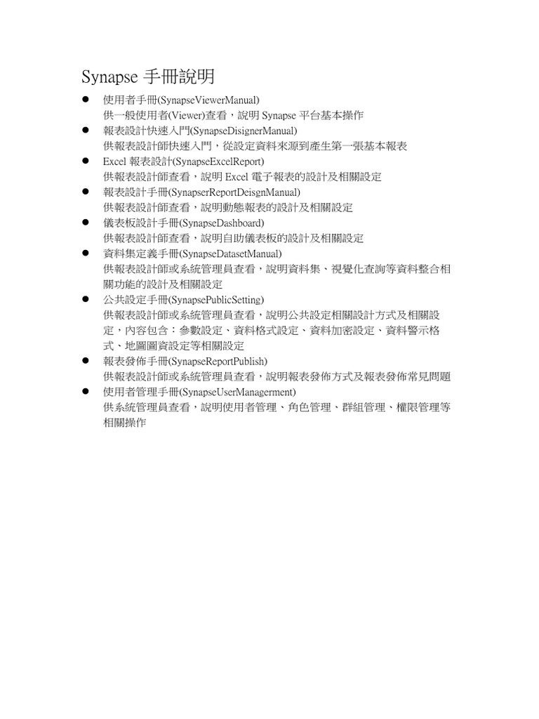 00 Synapse手冊說明2024 | PDF