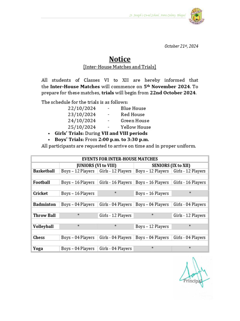 Interhouse Matches | PDF