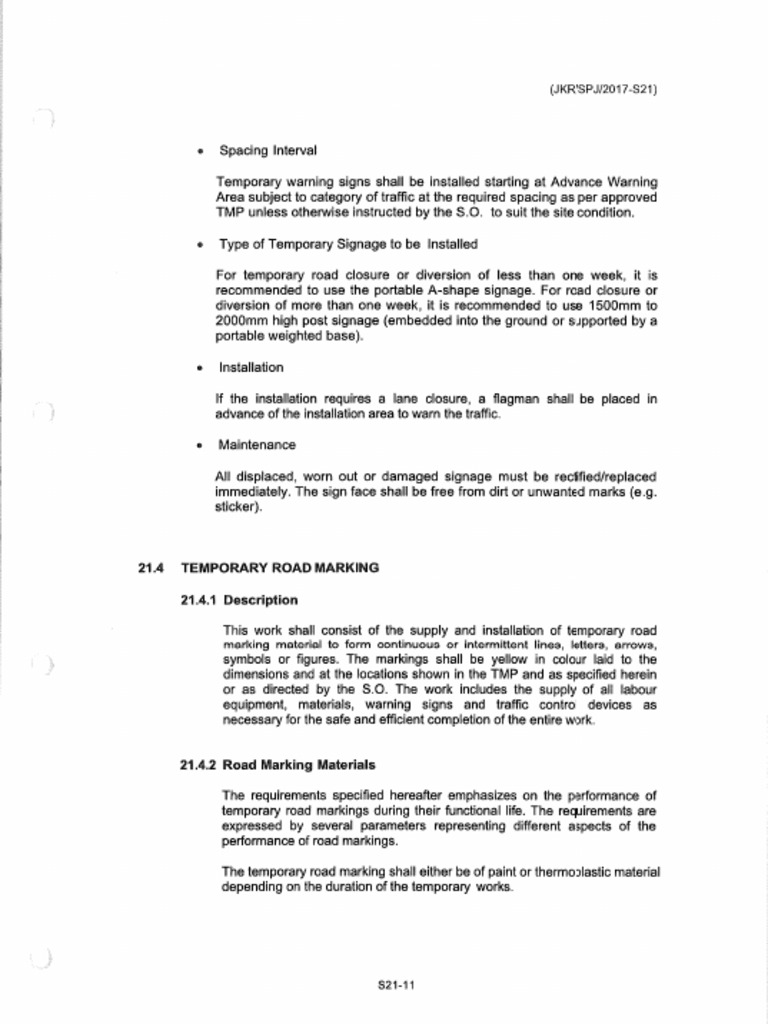 Section 21 Temporary Road Line Marking | PDF
