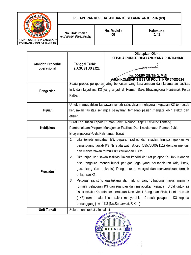 SPO ALUR PELAPORAN K3 | PDF