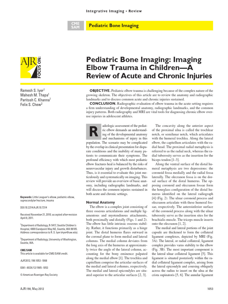 Iyer Et Al 2012 Pediatric Bone Imaging Imaging Elbow Trauma in Children ...