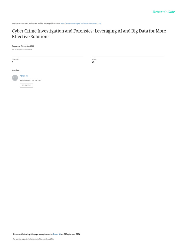 Cyber Crime Investigation and Forensics Using AI | PDF | Cybercrime ...