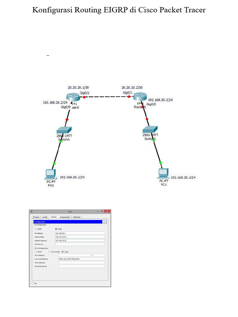 Konfigurasi Routing EIGRP Di Cisco Packet Tracer | PDF | Komputer