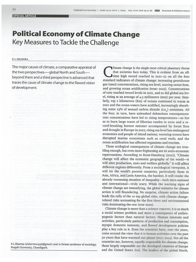Political Economy of Climate Change | PDF