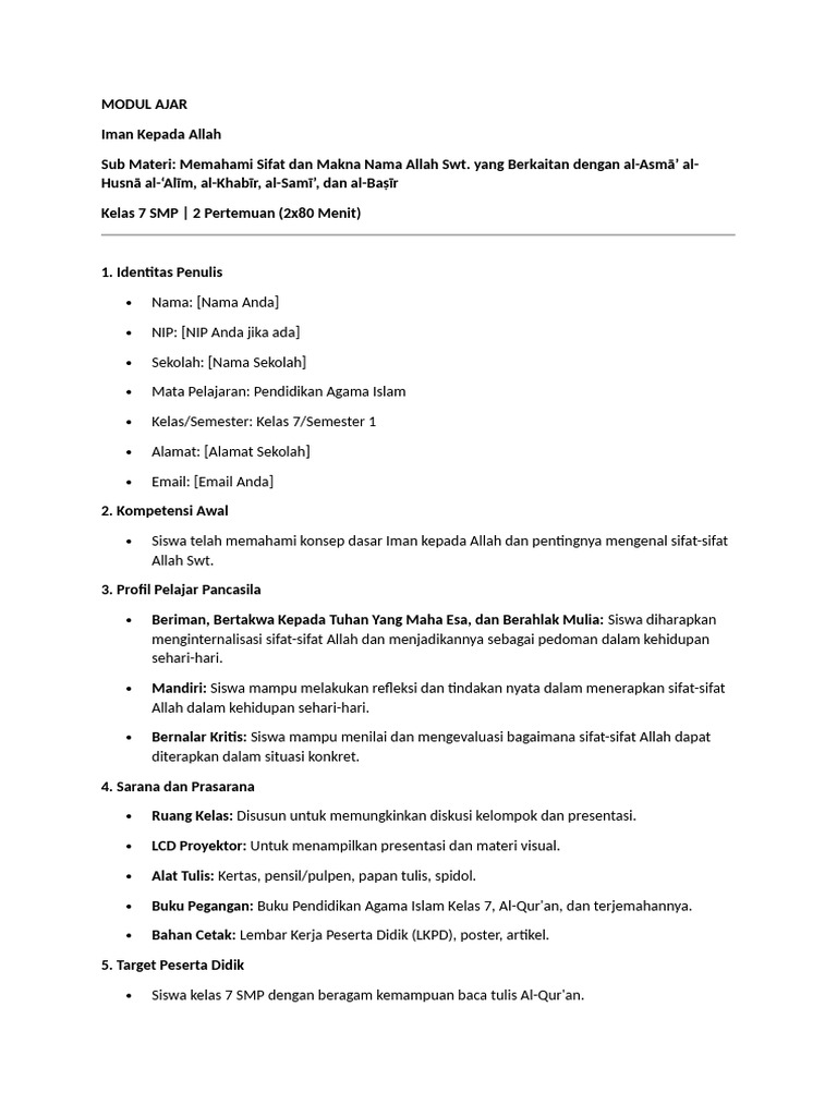 MODUL AJAR WORKSHOP | PDF