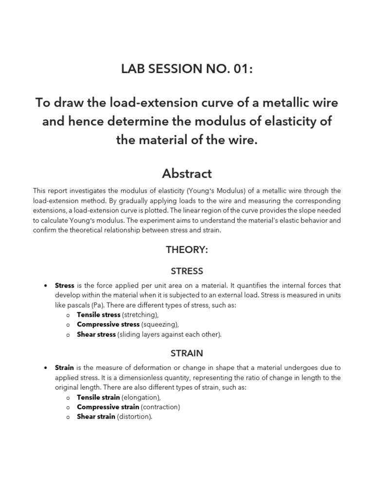 Young's Modulus Lab Guide | PDF | Young's Modulus | Elasticity (Physics)