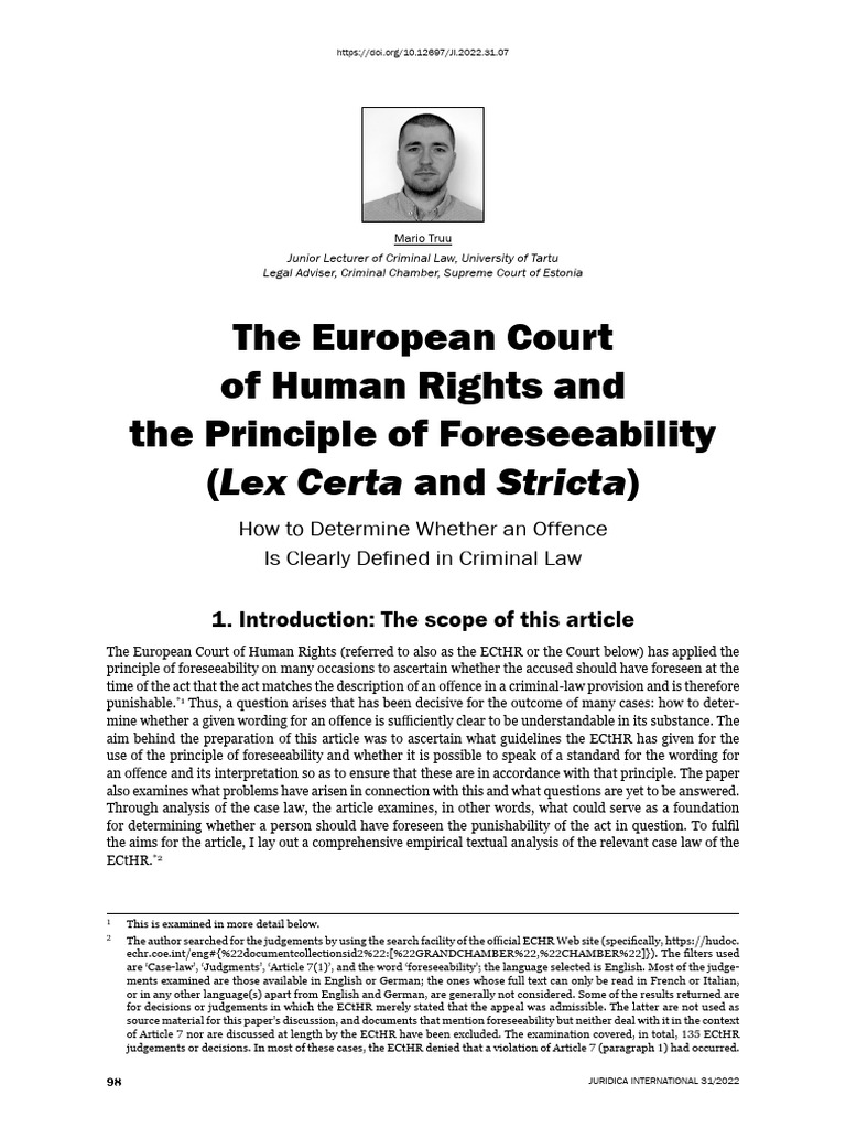 The European Court of Human Rights and The Principle of Foreseeability ...