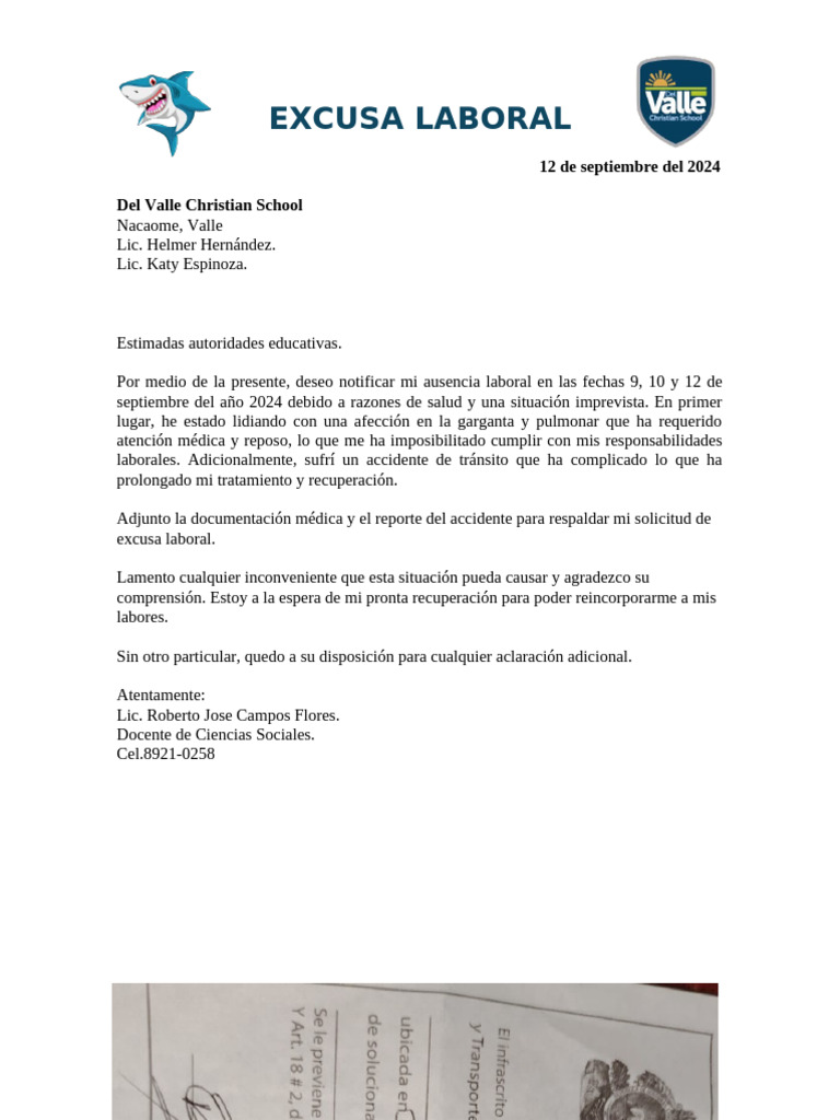 Excusa Laboral | PDF | Relaciones personales, crianza y desarrollo personal