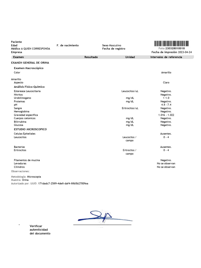 formato EGO-2 | PDF | Fluidos corporales | Sistema urinario