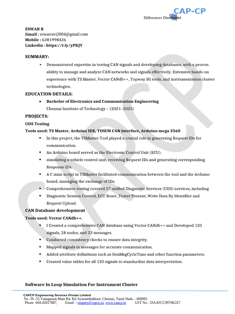 Dhanush Capcp Resume | PDF | Arduino | Databases