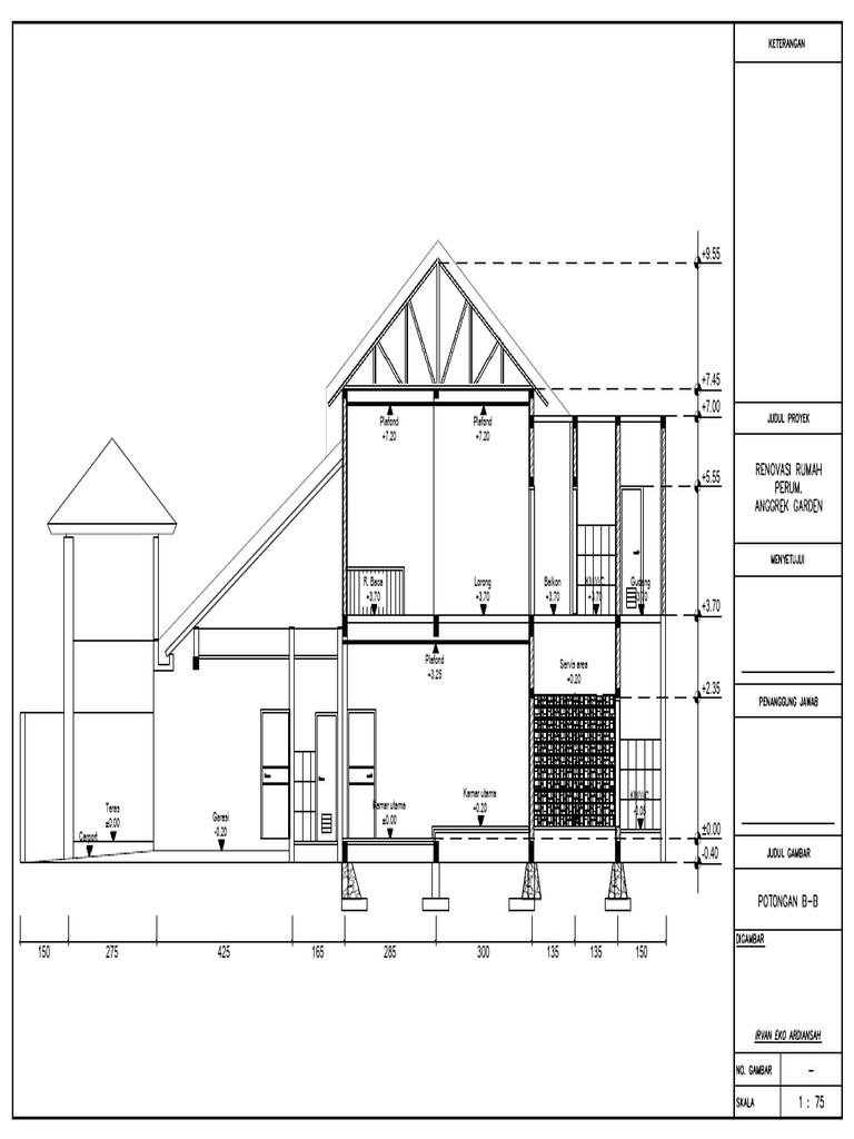 Contoh Gambar Kerja Potongan Rumah | PDF
