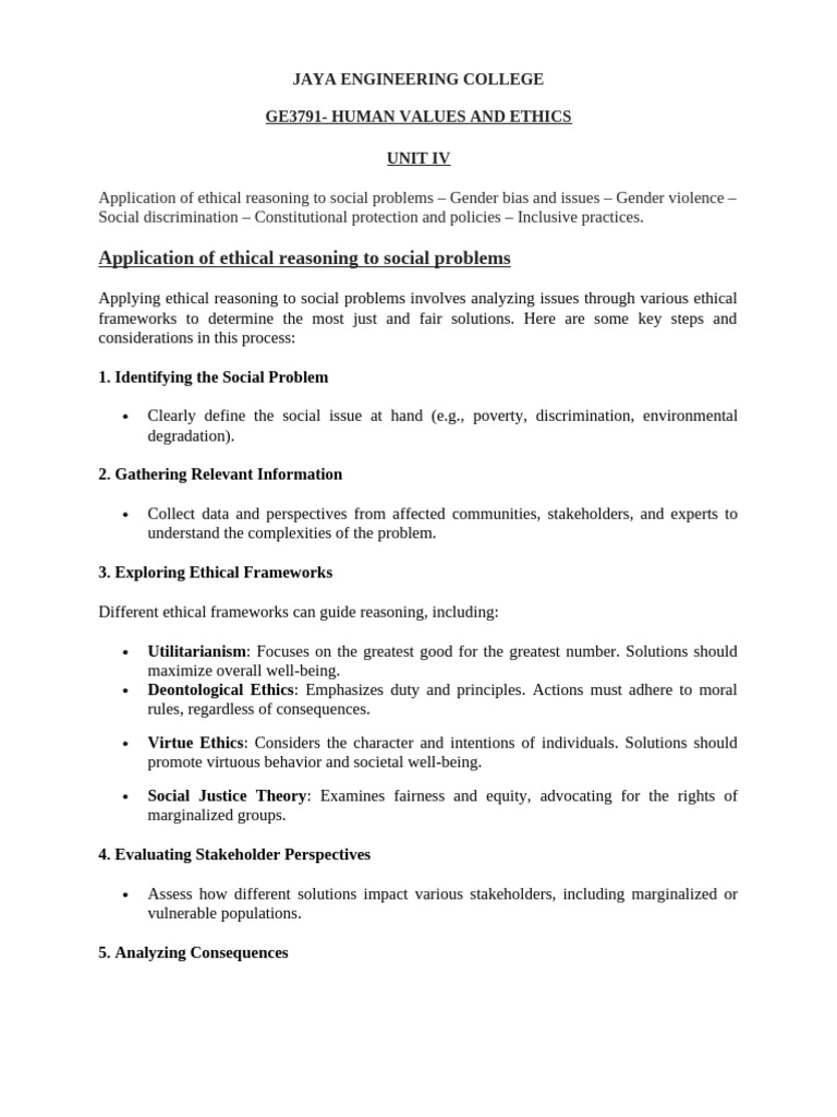 GE3791 - Human Values and Ethics - IV Unit | PDF | Discrimination ...