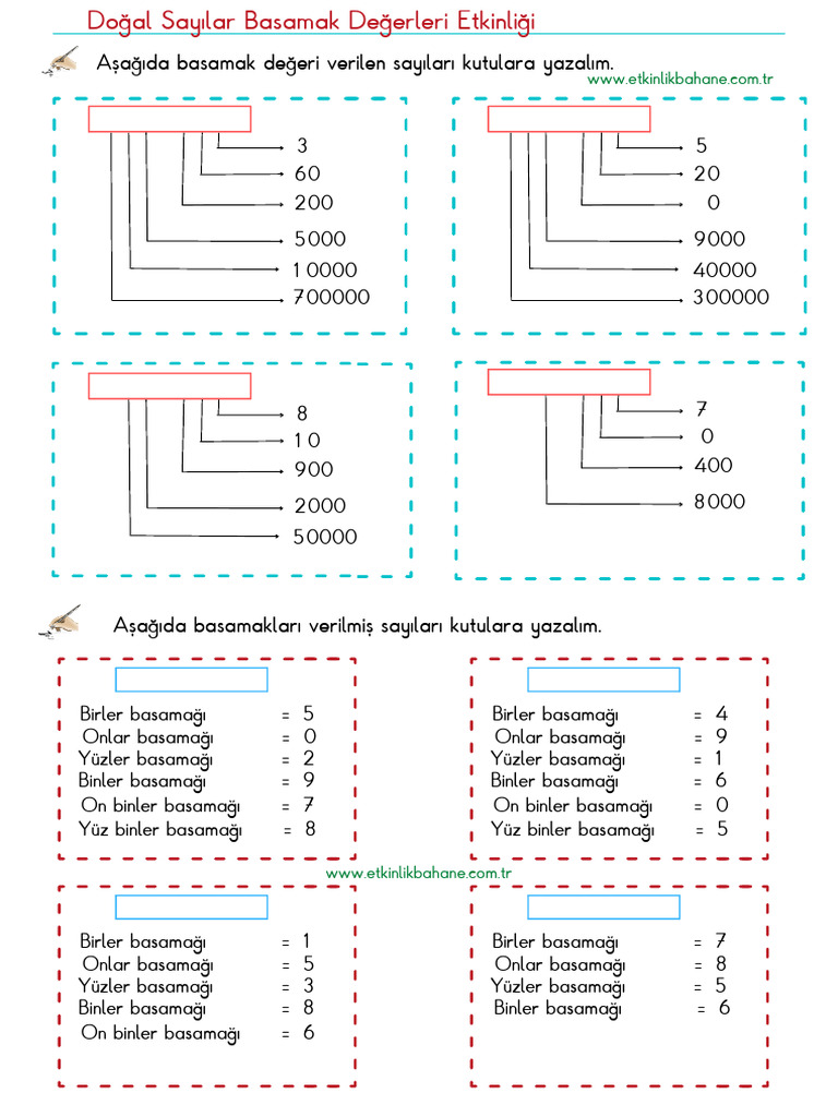 Dogal Sayilar Basamak Degerleri Etkinligi | PDF