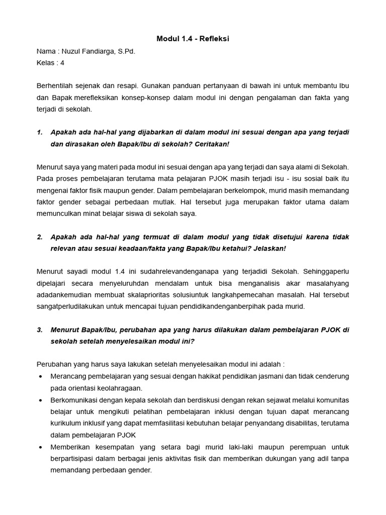 Modul 1.4 Refleksi | PDF | Karier & Perkembangan