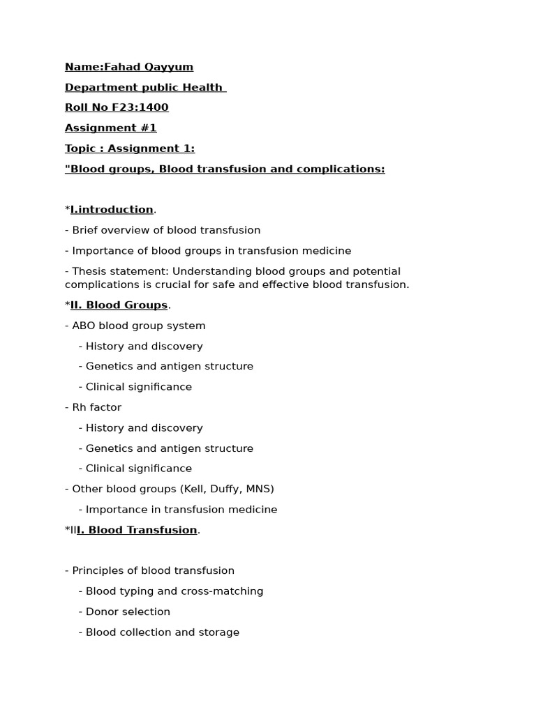 Mam Azka Sadat Assignment | PDF | Blood Type | Blood Transfusion
