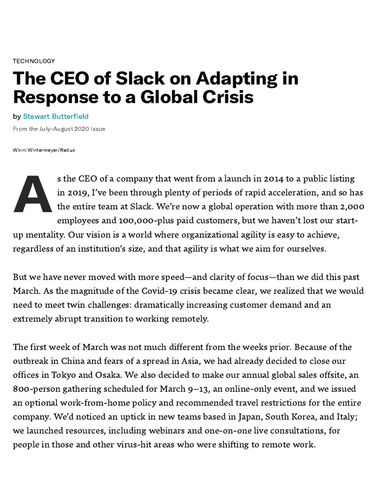 The CEO of Slack On Adapting in Response To A Global Crisis | PDF ...