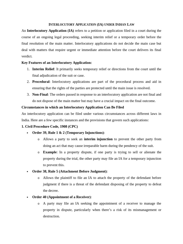 Interlocutory Application Theory | PDF | Interlocutory Appeal | Lawsuit