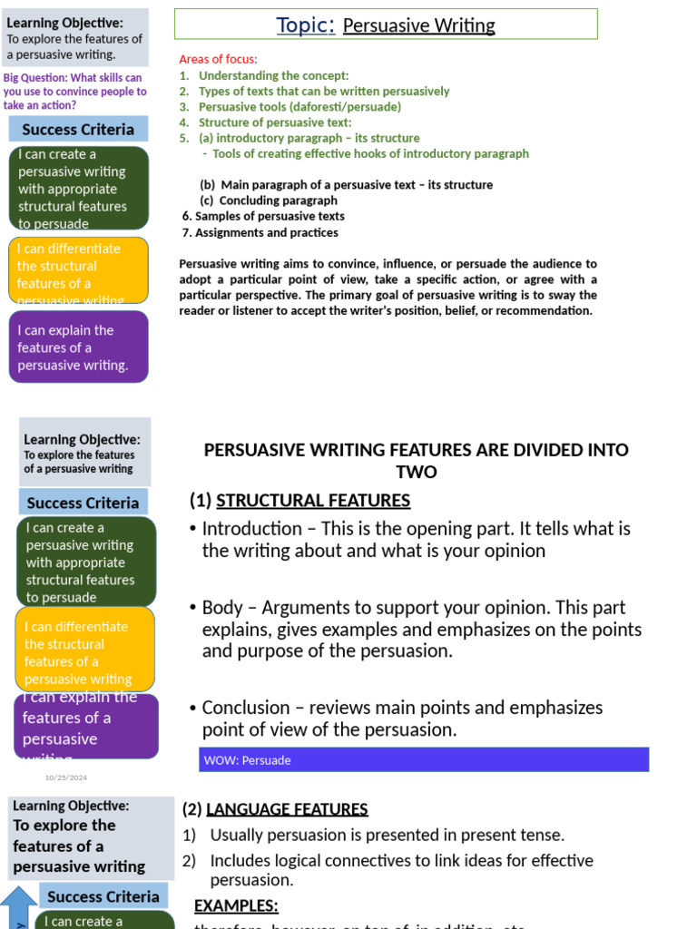 Persuasive Writing Skills Guide | PDF | Persuasion