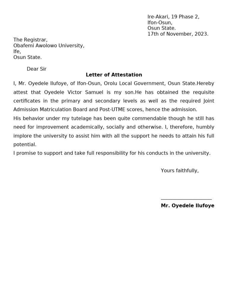 Letter of Attestation | PDF