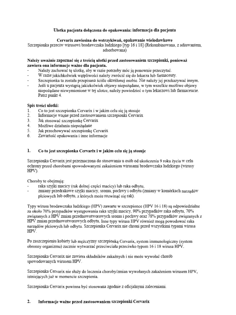 Cervarix Ulotka | PDF