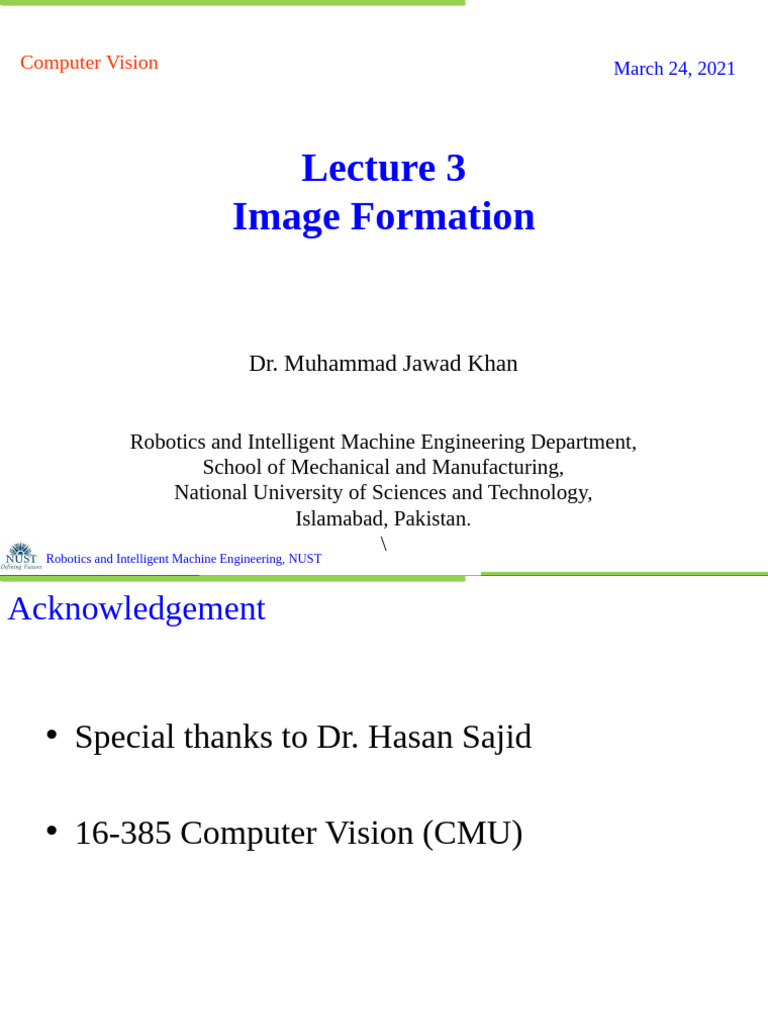 3 Lec 3 CV S2021 | PDF | Camera Lens | Imaging
