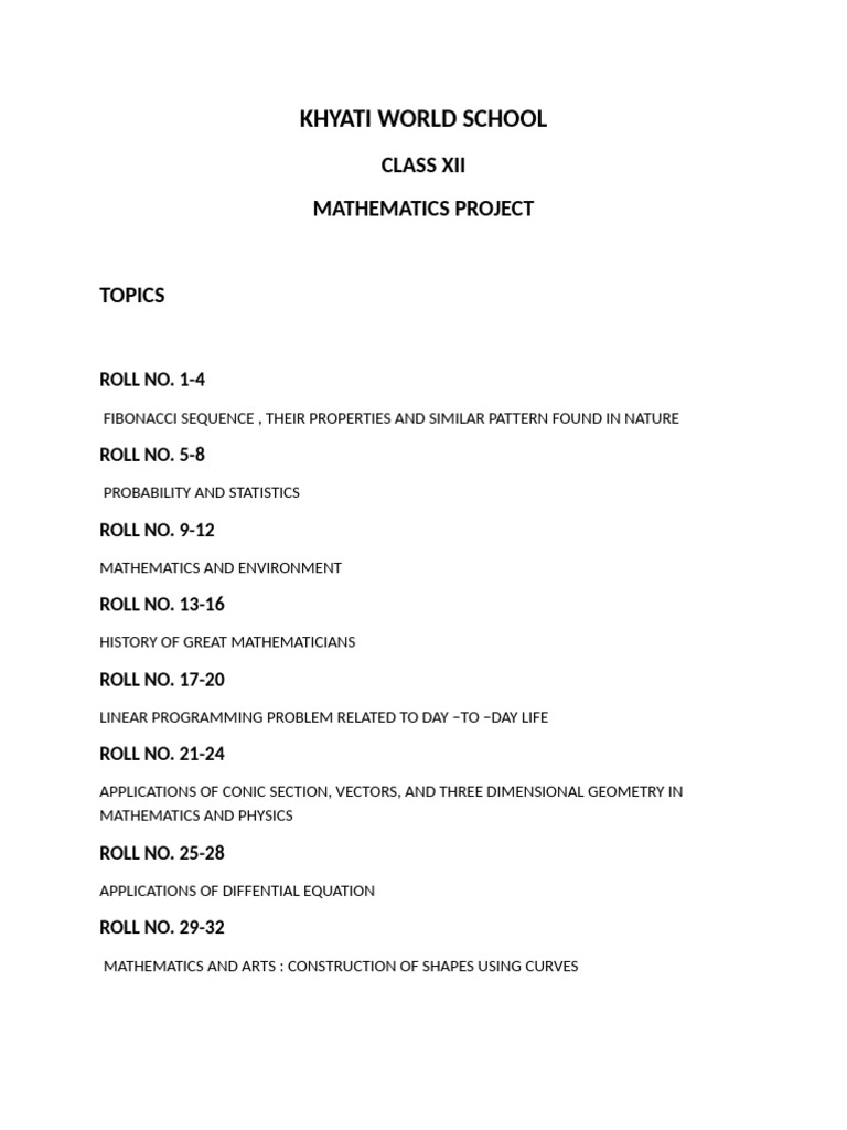 Maths Class 12 Project Pdf 2604