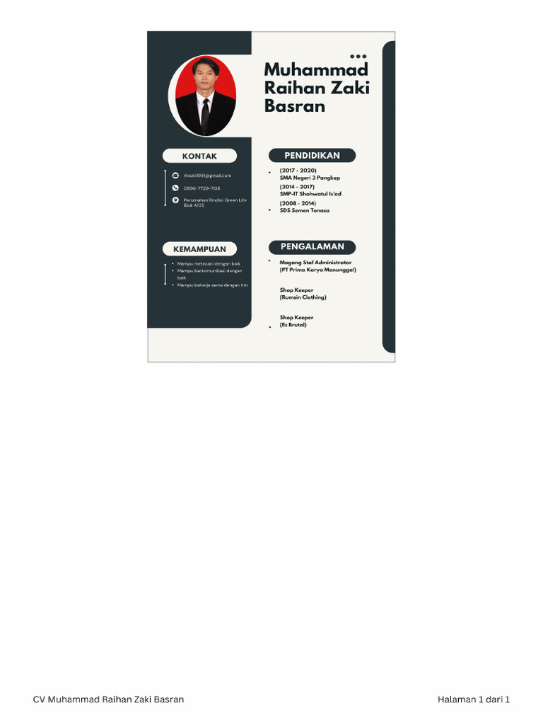 CV Muhammad Raihan Zaki Basran | PDF