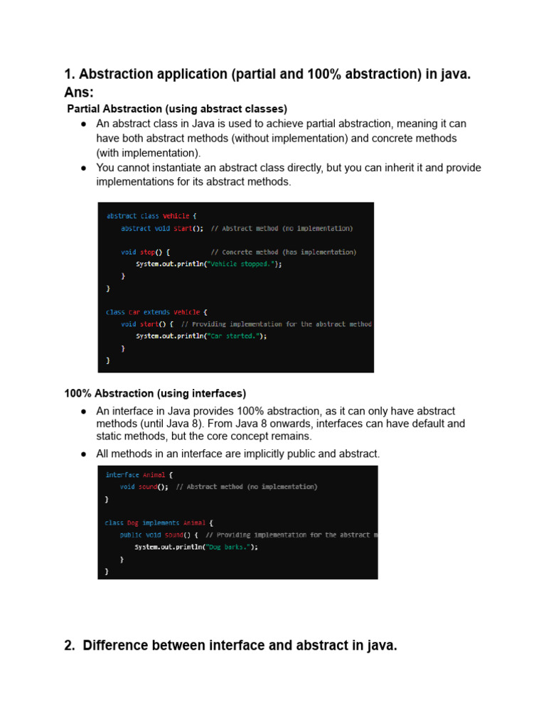 Java Abstraction: Classes vs Interfaces | PDF | Computers