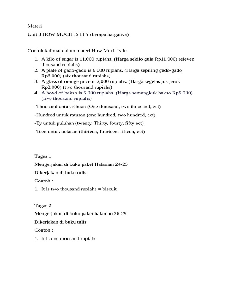 Materi Dan Tugas English Kelas 5 | PDF